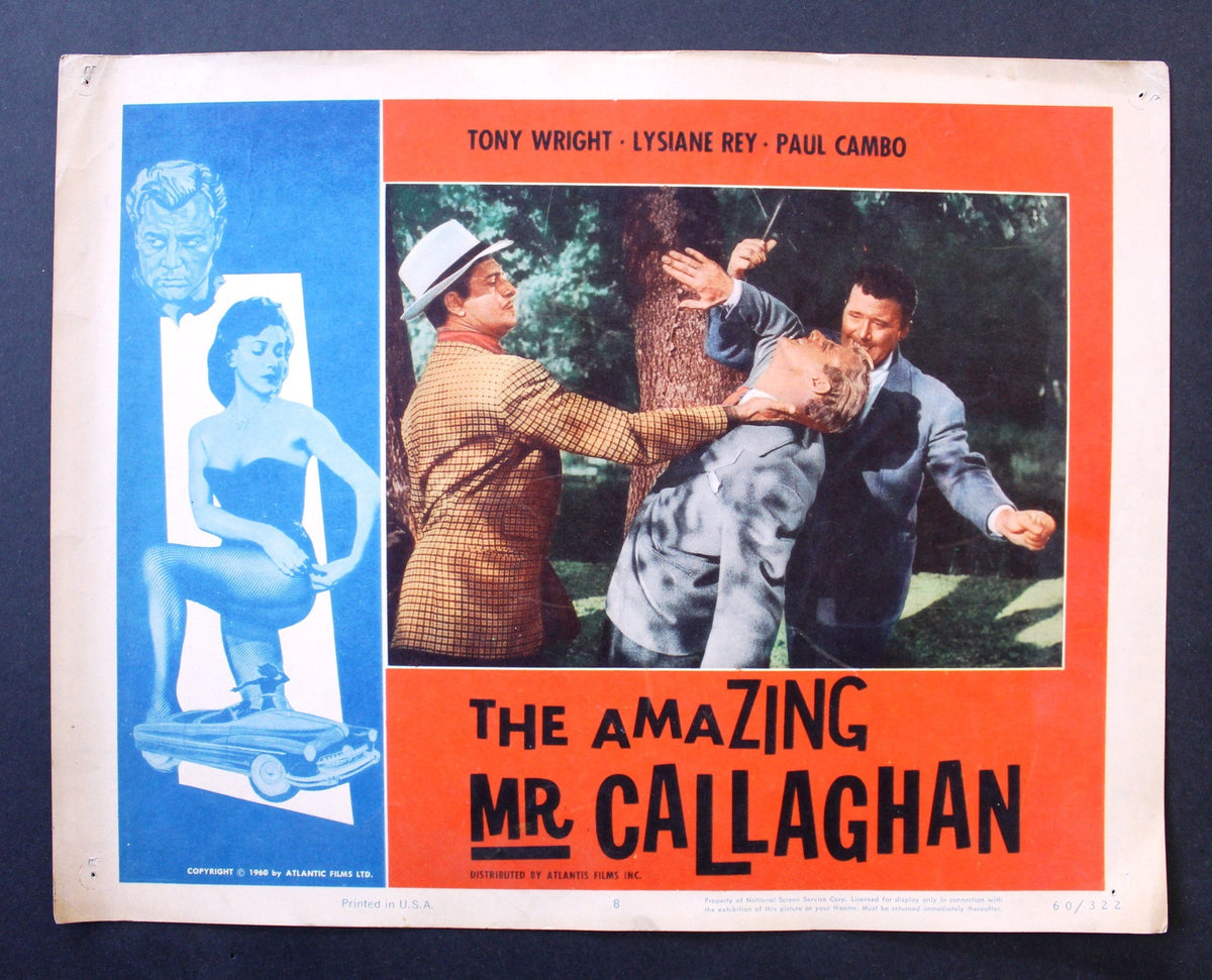 (Set of 7) The Amazing Mr. Callaghan Tony Wright 14x11" Org. Lobby Car ...