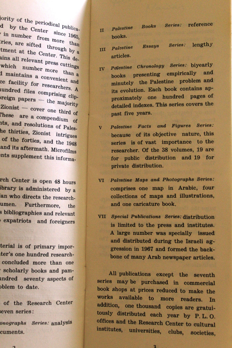 Publications, Research Center PLO Catalog Palestine Lebanese Book 1970 ...