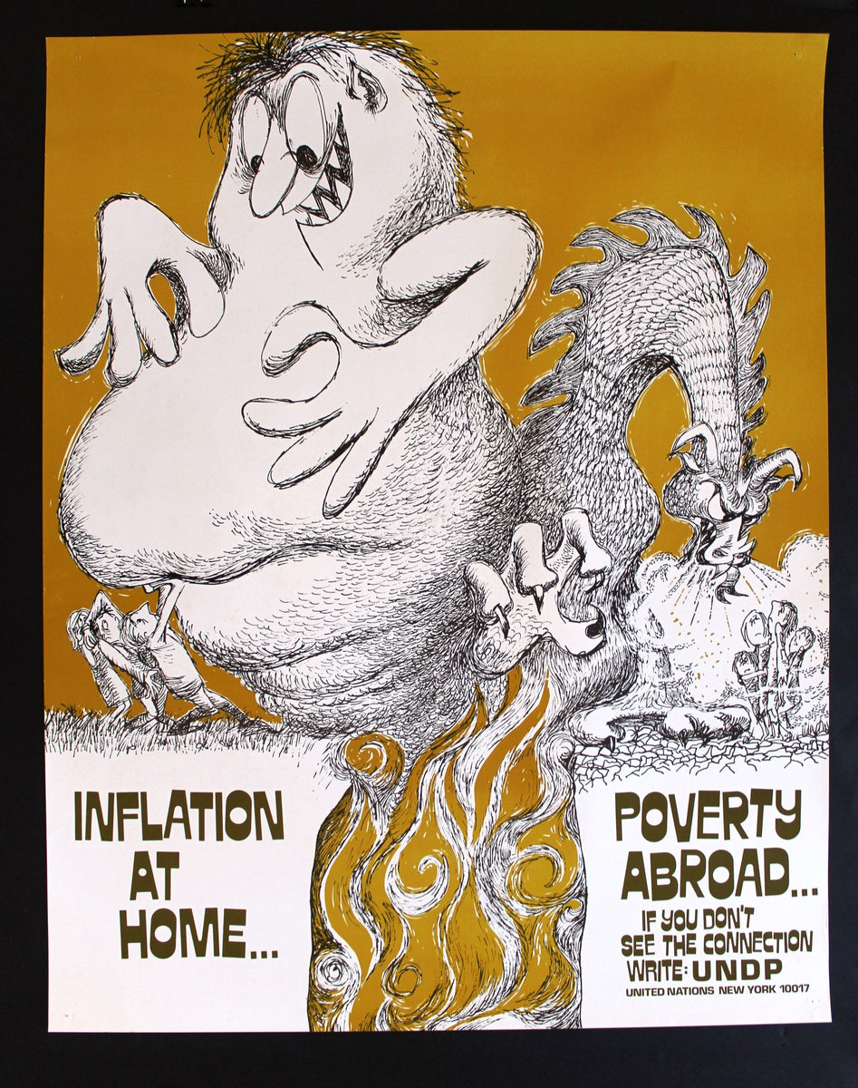Inflation at Home, Poverty Abroad Original United Nations Poster 70s ...