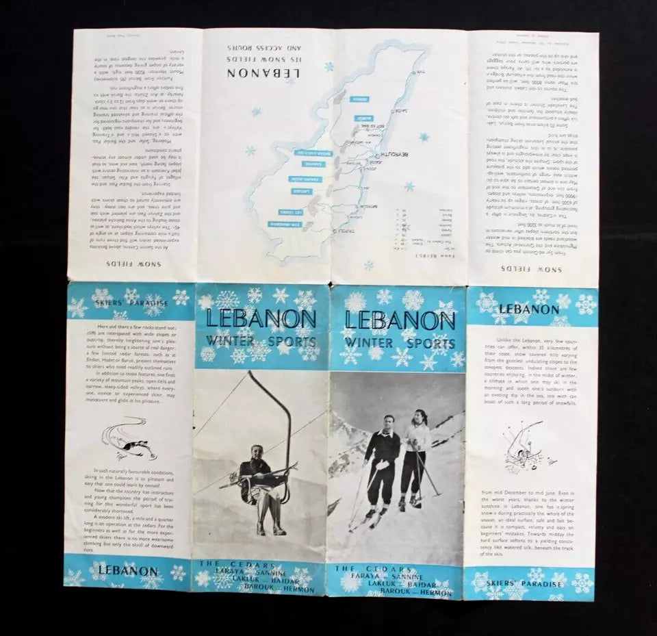 Lebanon Liban Winter Sports Ski TOURIST Vintage Lebanese BROCHURE 50s ...