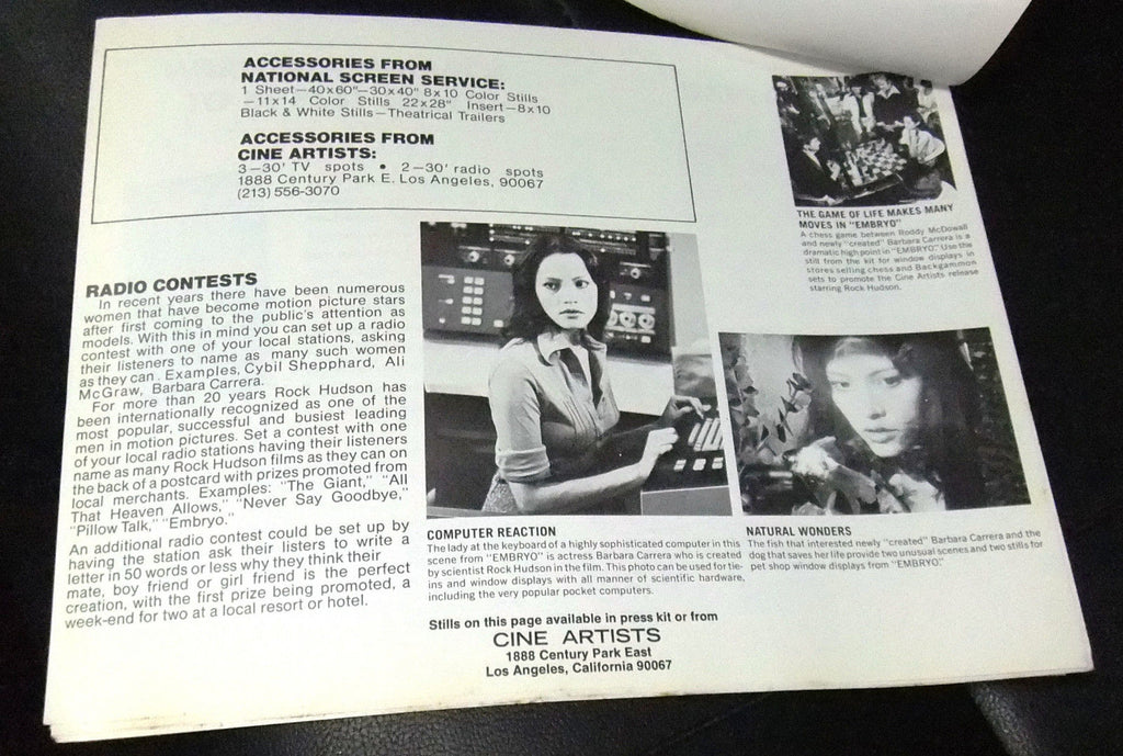 Embryo (Rock Hudson) Original Sci-Fi Horror Movie Pressbook 70s ...