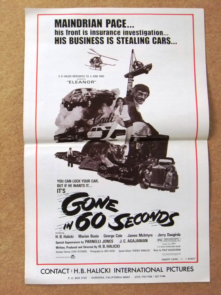 Gone In 60 Seconds (H. B. Halicki) Original Movie Pressbooks 70s ...