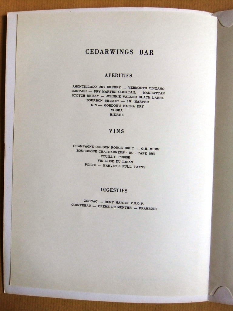 MIddle east Airlines Airliban MEA Costume Beirut Lebanon Vintage Menu ...