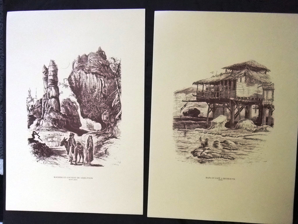 (Pack of 11) Lebanese Lebanon Cities Sketches Souvenir Repro Engraving ...