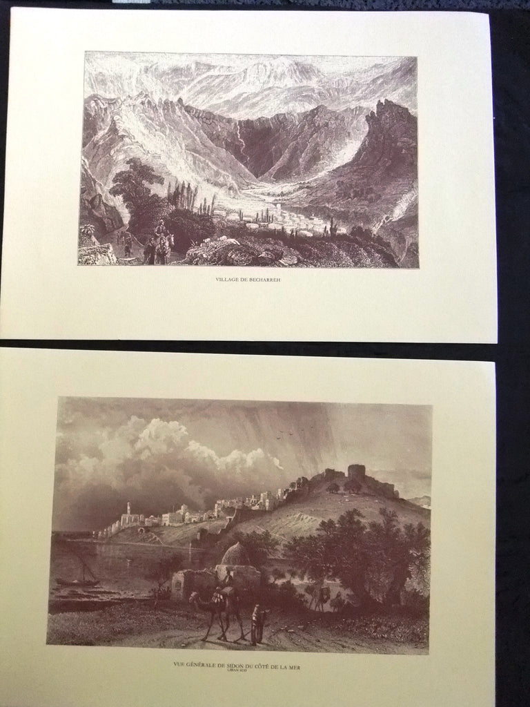 (Pack of 11) Lebanese Lebanon Cities Sketches Souvenir Repro Engraving ...