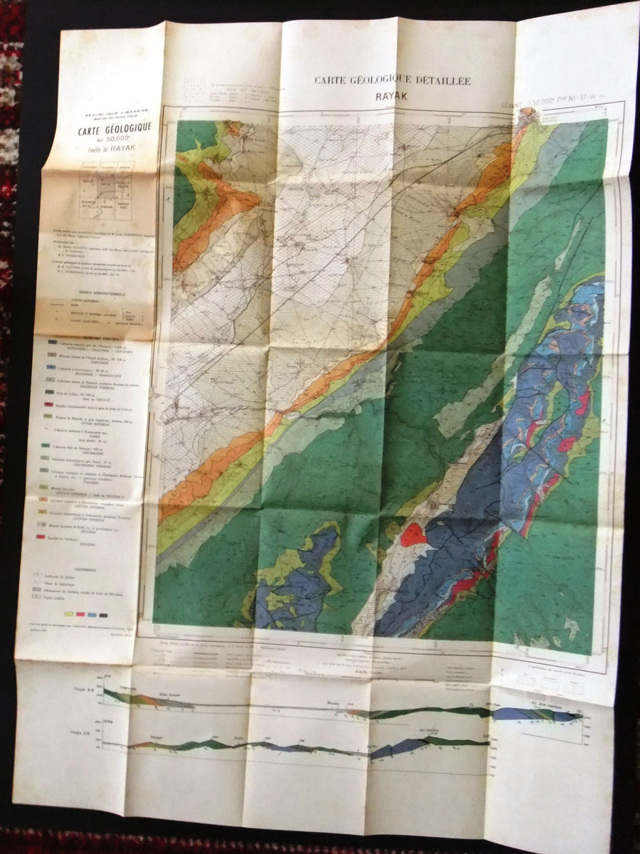‬Carte Geologique Rayak Lebanese Guide French Book Map 1950 – Braichposters
