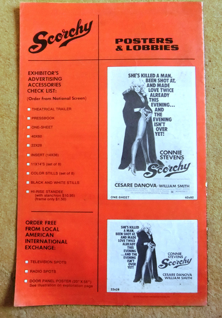 Scorchy (Connie Stevens) Original Movie Pressbooks 70s – Braichposters