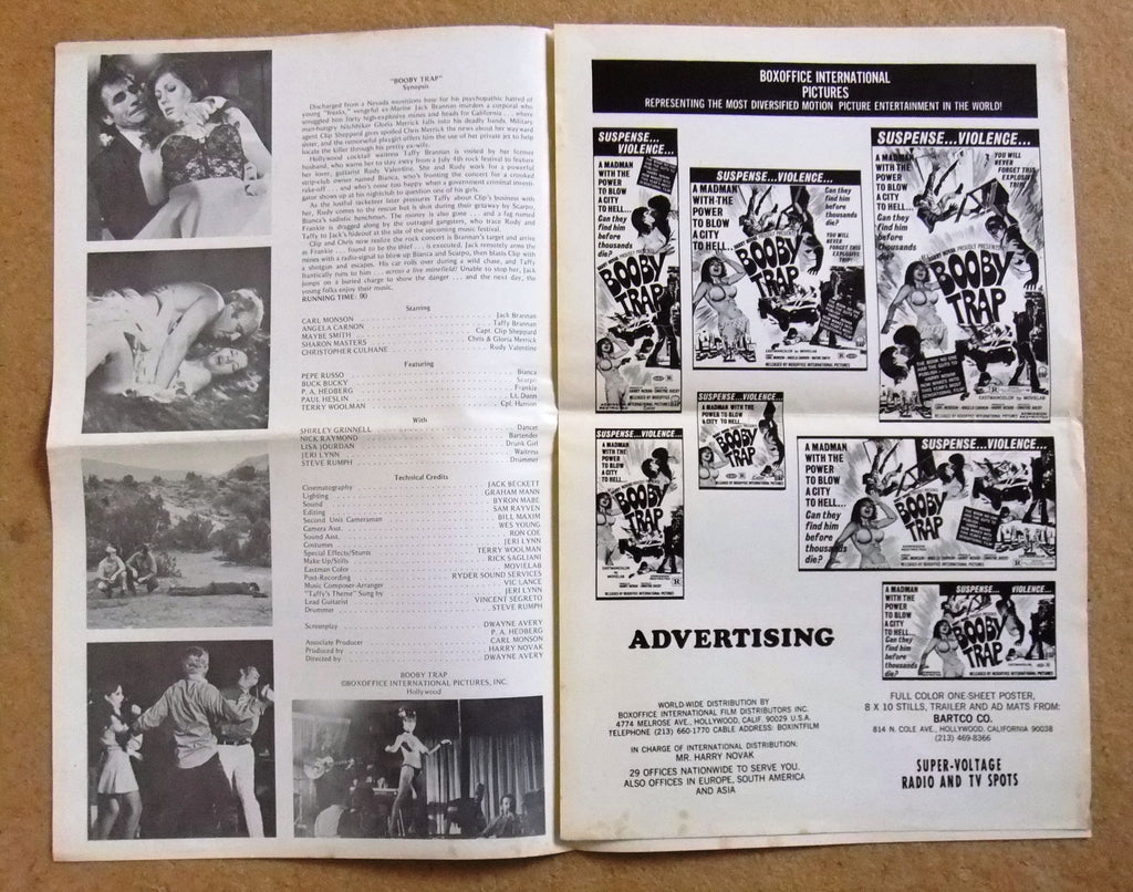 Booby Trap (Carl Monson) 11x17" Original U.S. Movie Pressbook 80s ...
