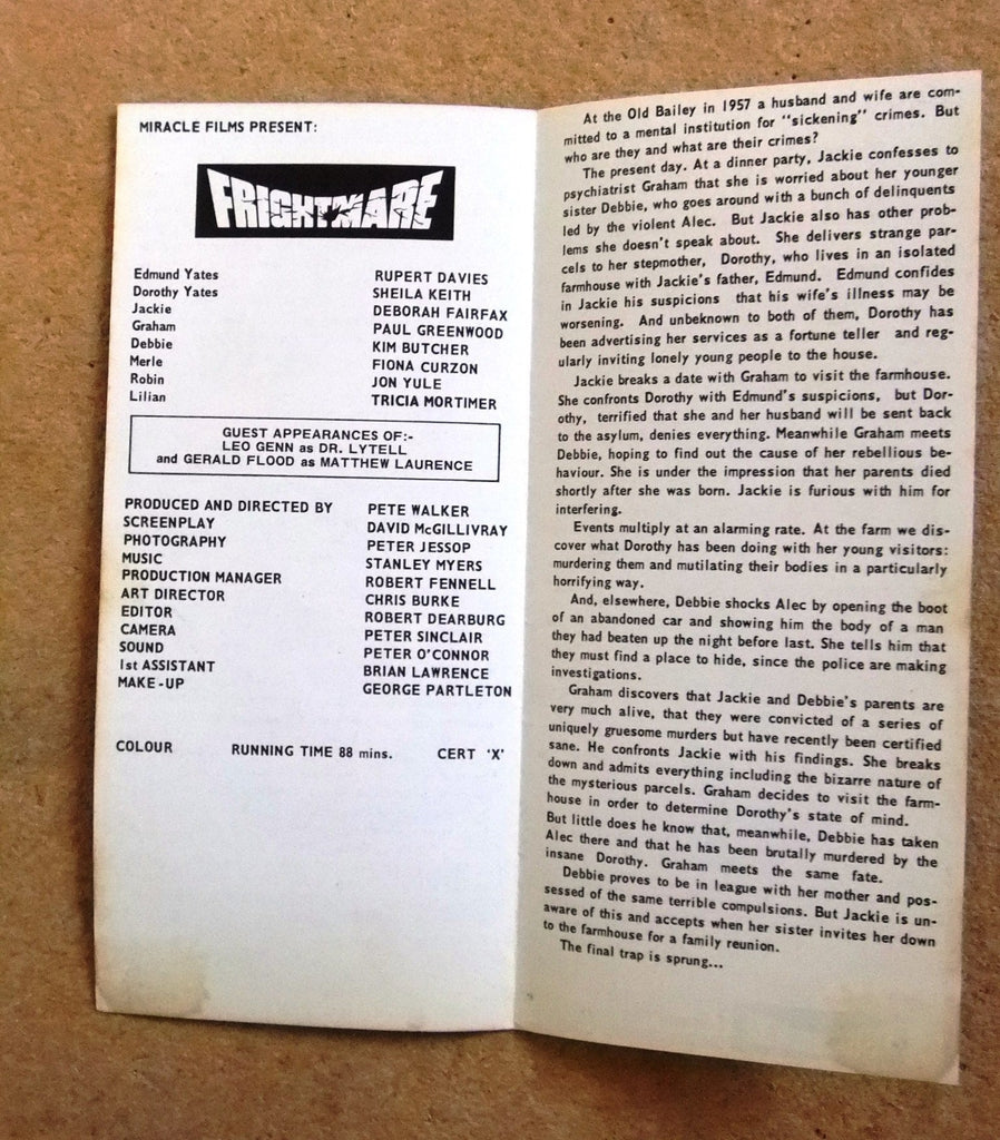 Frightmare (Rupert Davies) Original Movie Ads Flyer 80s – Braichposters